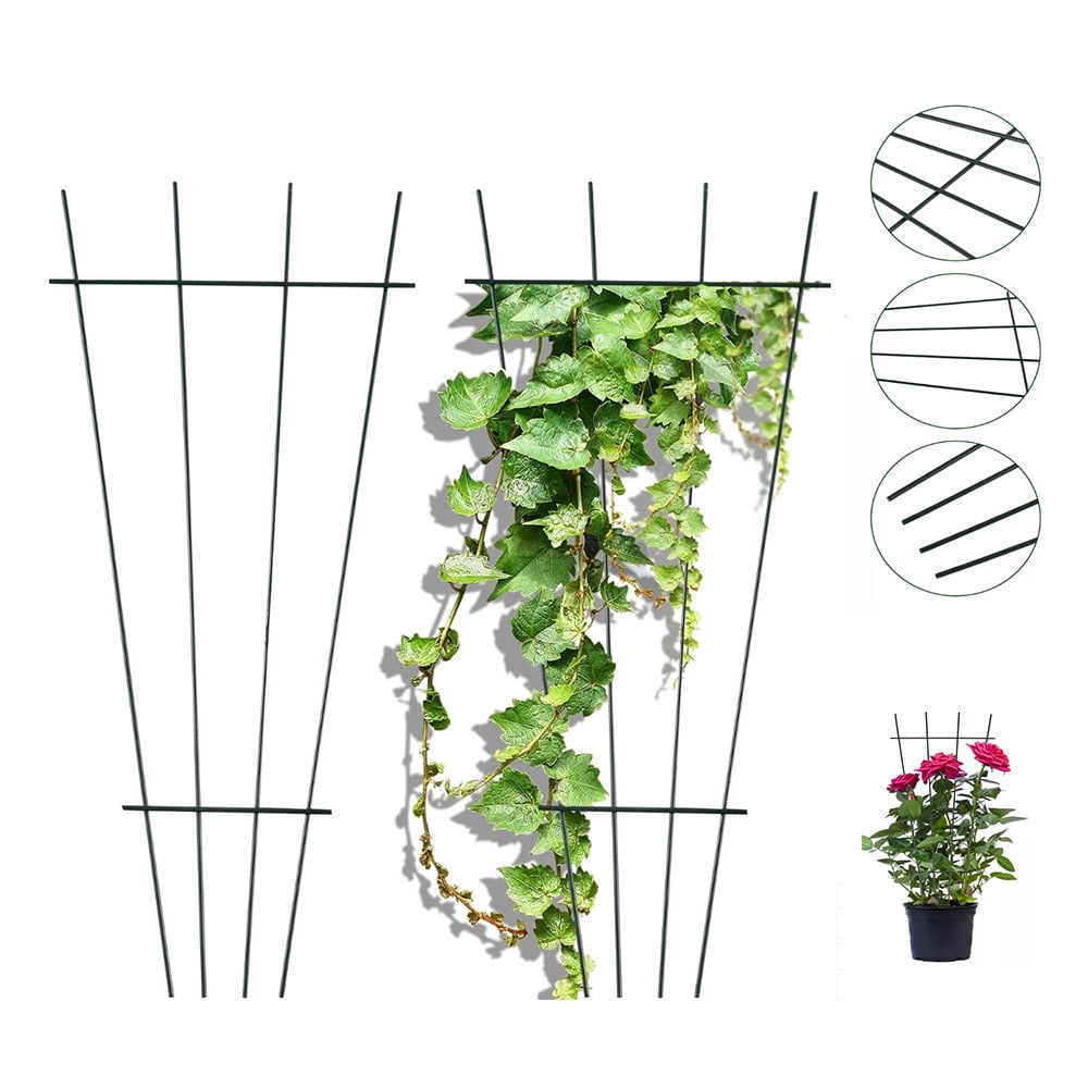 Disen 2 Pcs Trellis for Climbing Plants, 15.8 Inch Green Metal Flower ...