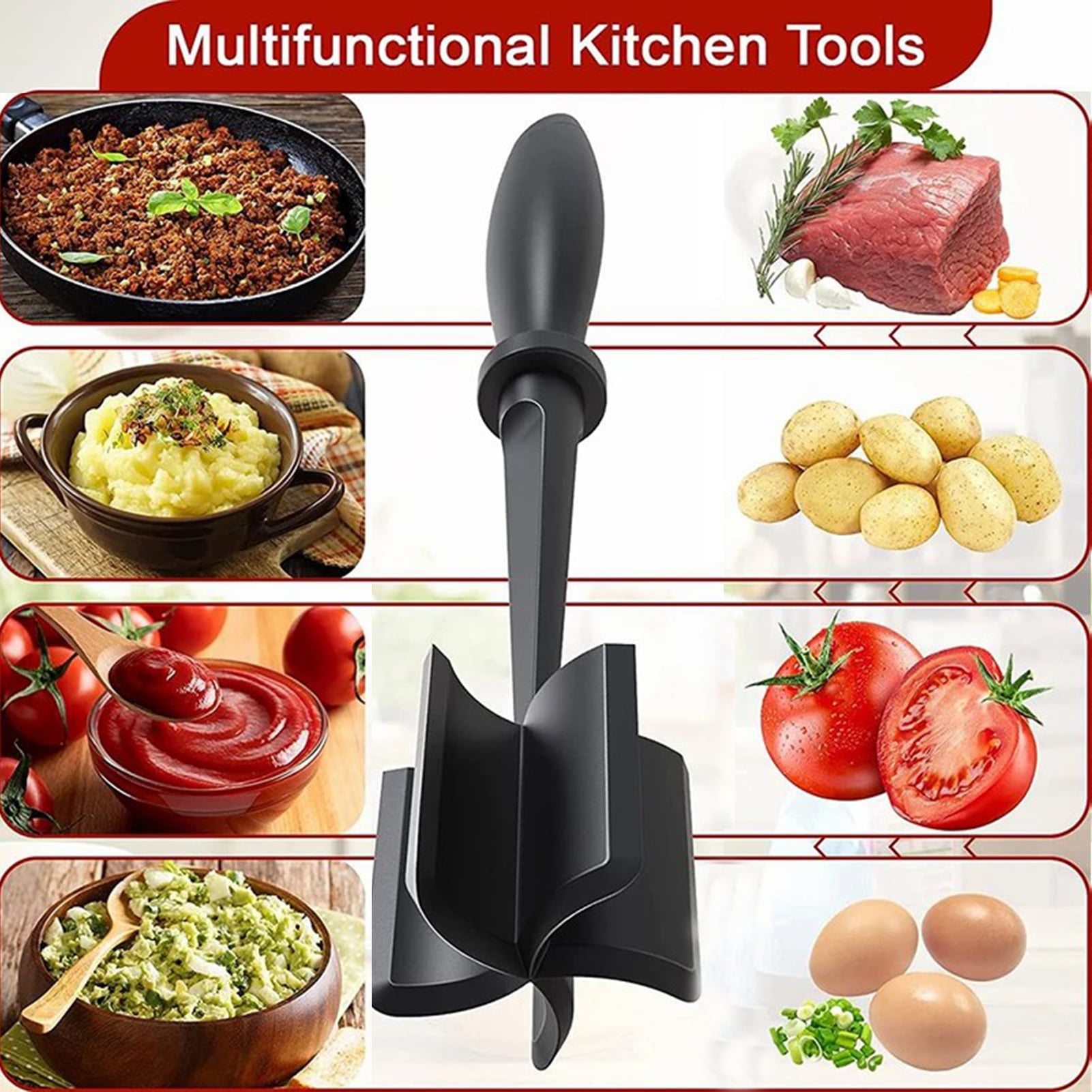 ZOUYUE 5 Curve Chopper Blades Long Handle Heat-Resistant Food Grade ...