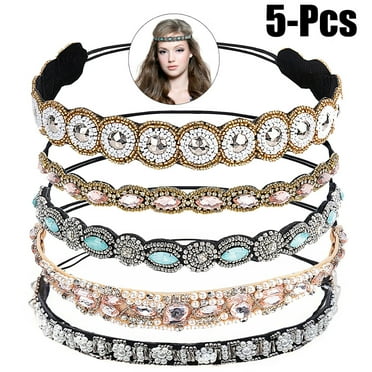 ADDHAT 4Pcs Hair Hoops Wedding Hair Band Handmade String Headband ...