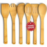 JEEXI 4-Piece Bamboo Cooking Utensils Set with Wooden Handles, Nonstick ...