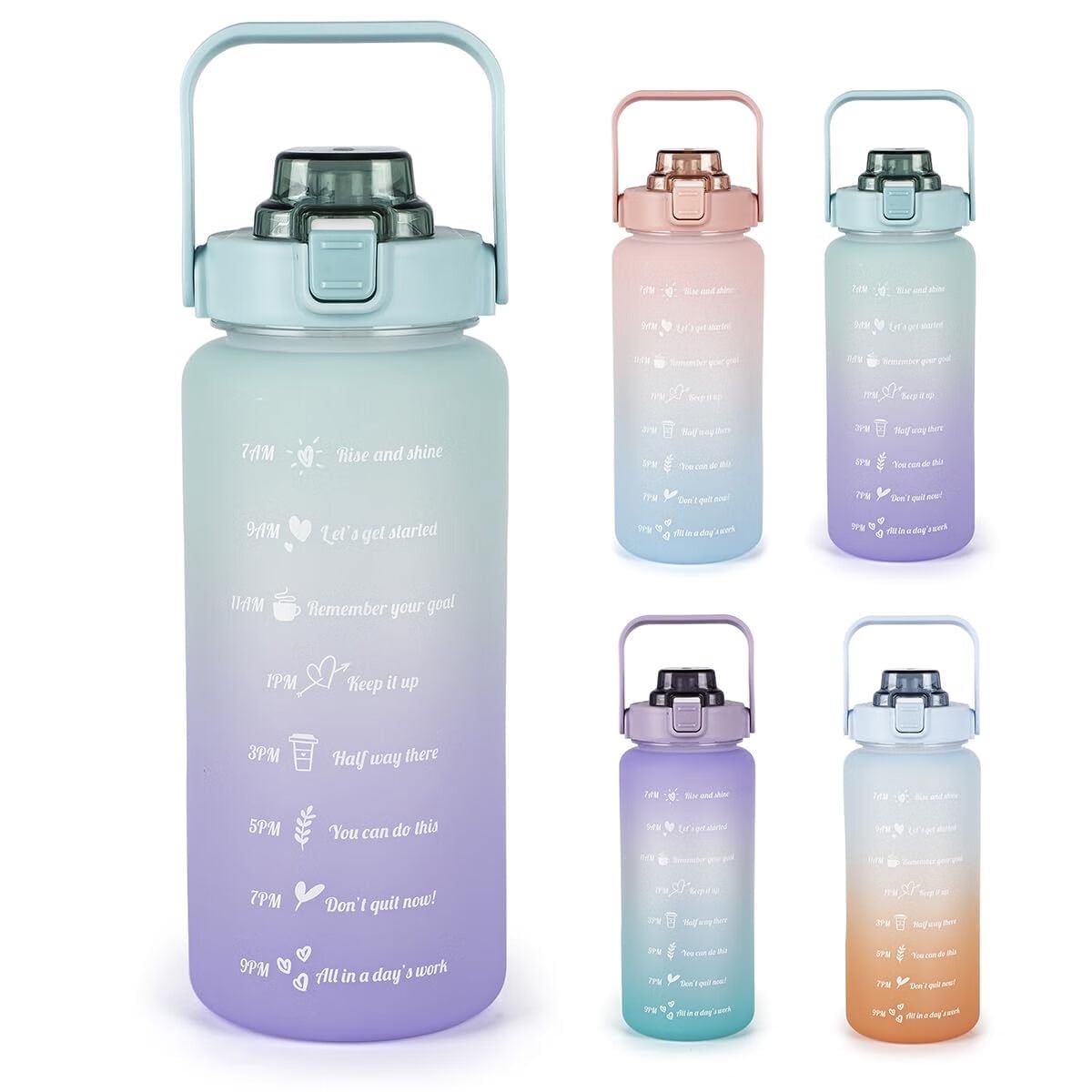 ZOUYUE 64OZ Half Gallon Water Bottle With Straw,Water Bottles with Time ...