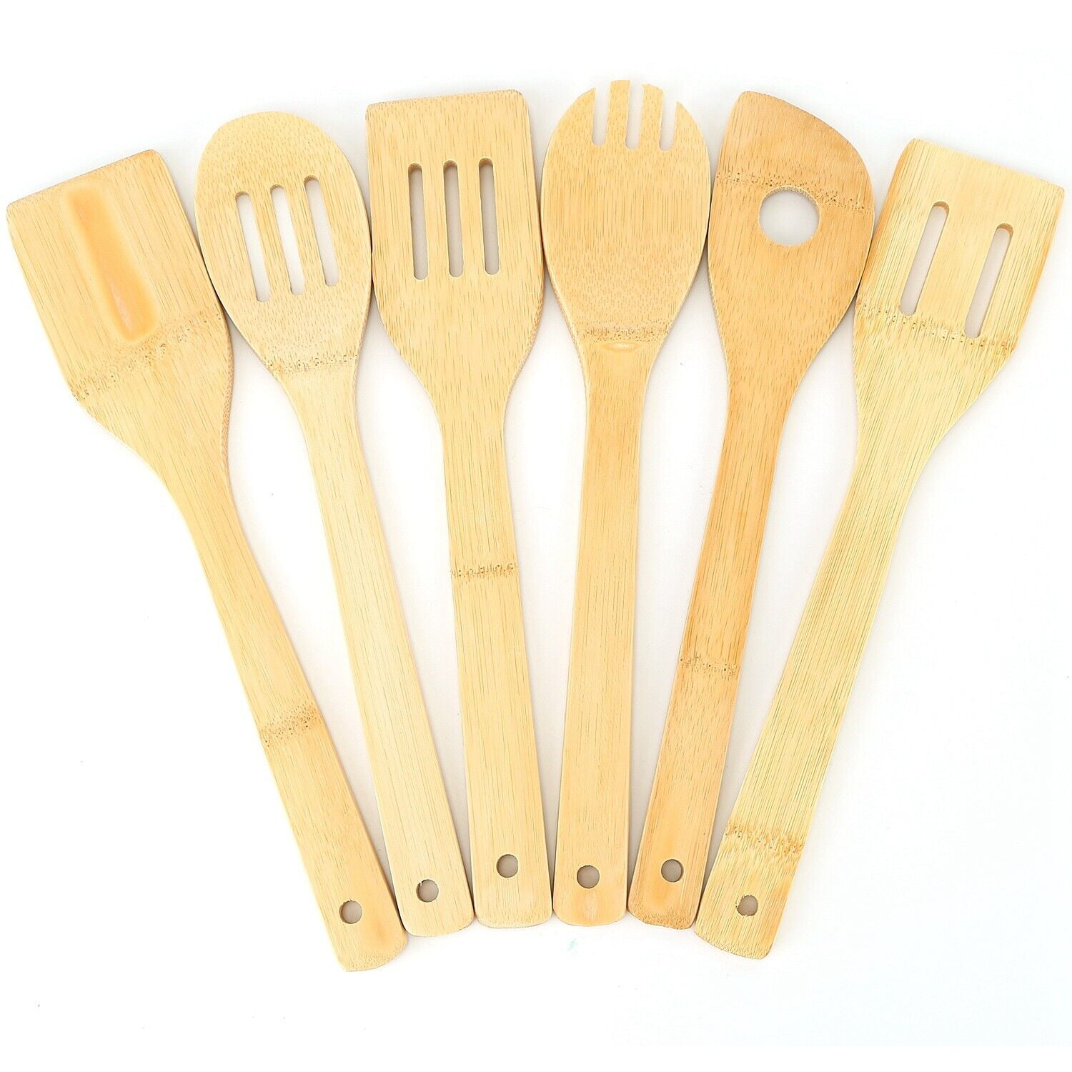 ZOUYUE 6PCS Bamboo Kitchen Cooking Utensils Set Wood Spatula Spoon ...