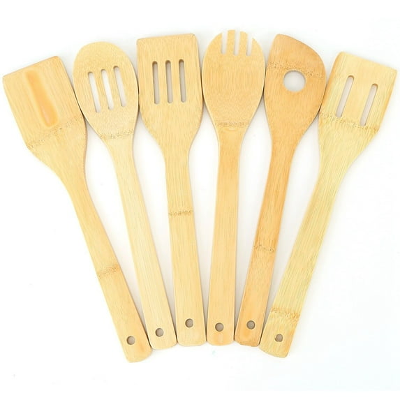 ZOUYUE 6PCS Bamboo Kitchen Cooking Utensils Set Wood Spatula Spoon ...
