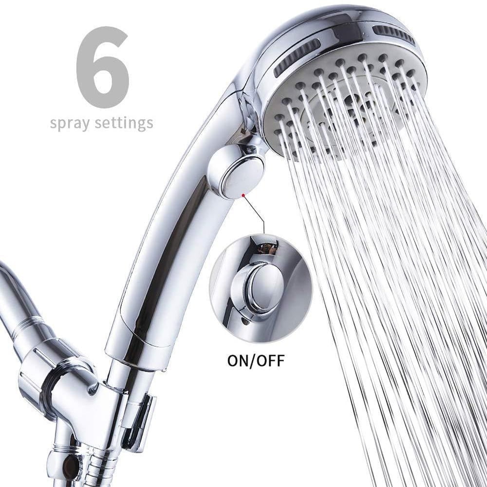 ZOUYUE Chrome High Pressure Handheld Shower Head with on/off Pause ...
