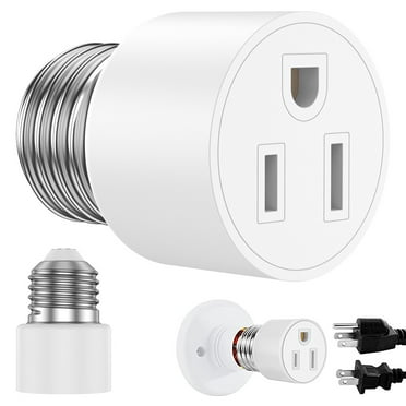 Yitee 3 Prong Light Socket Adapter, E26/E27 Outlet Converter for Garage ...