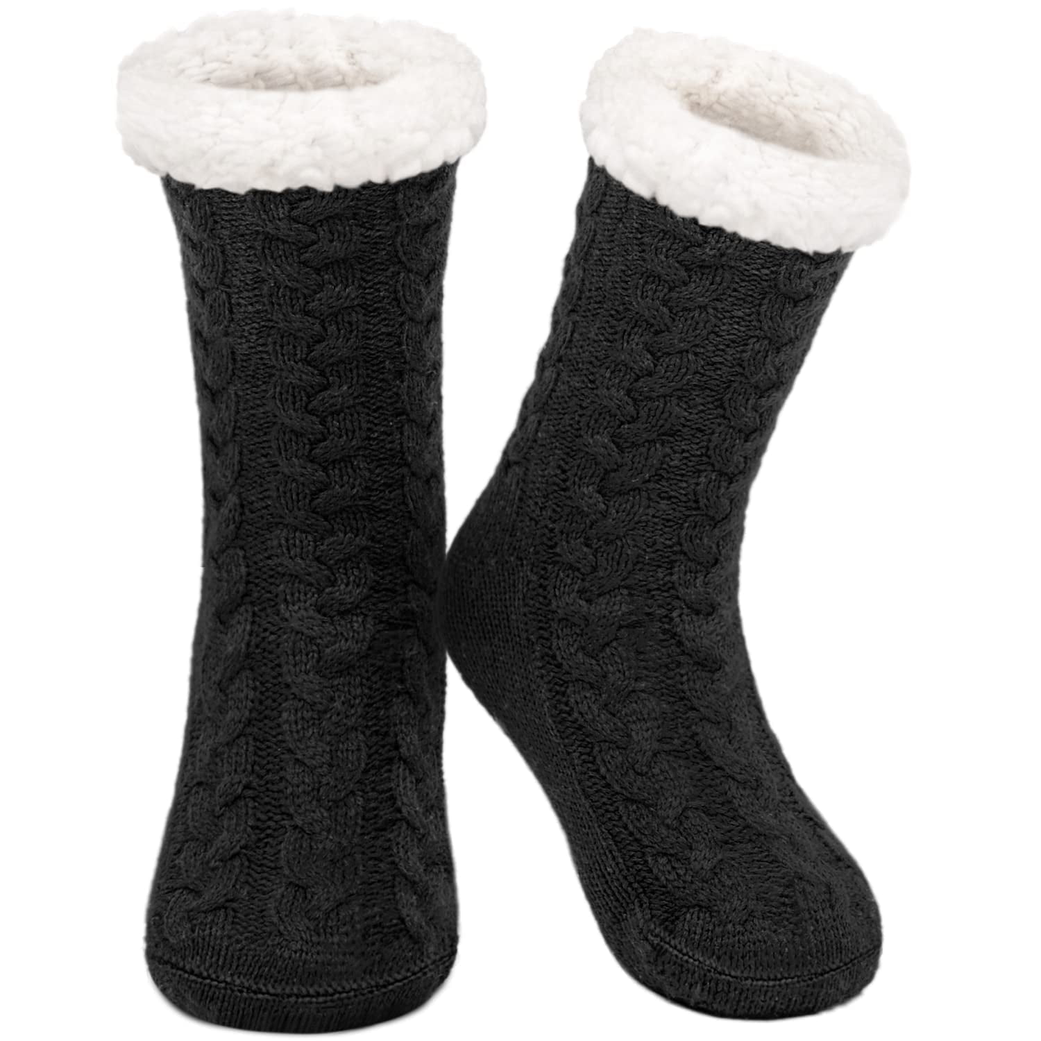 SIMIYA Men's Fuzzy Slipper Socks, Cozy Winter Warmth, Fleece Lined ...