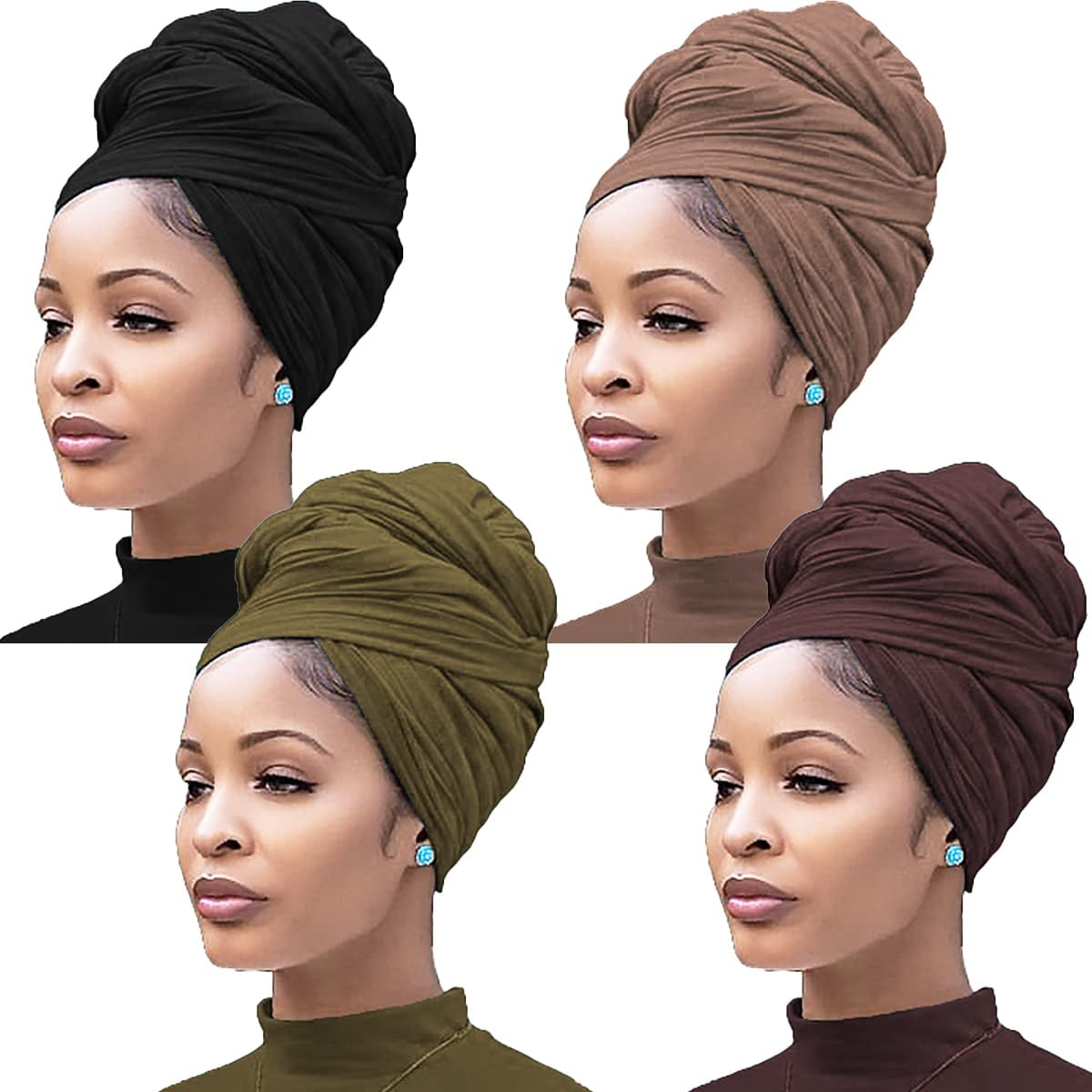 ZOUYUE Head Wraps for Black Women Stretch Turban Headwraps Scarf Hair ...
