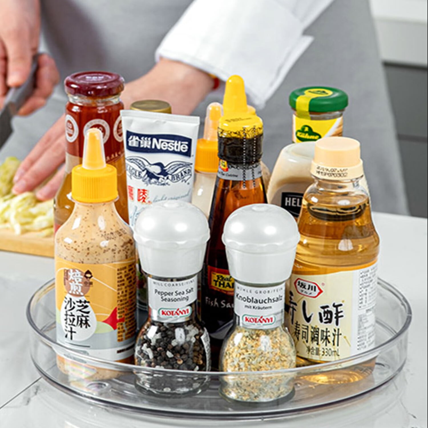 ZOUYUE Lazy Susan Cabinet Organizer, Plastic Rotating Round Lazy Susan ...