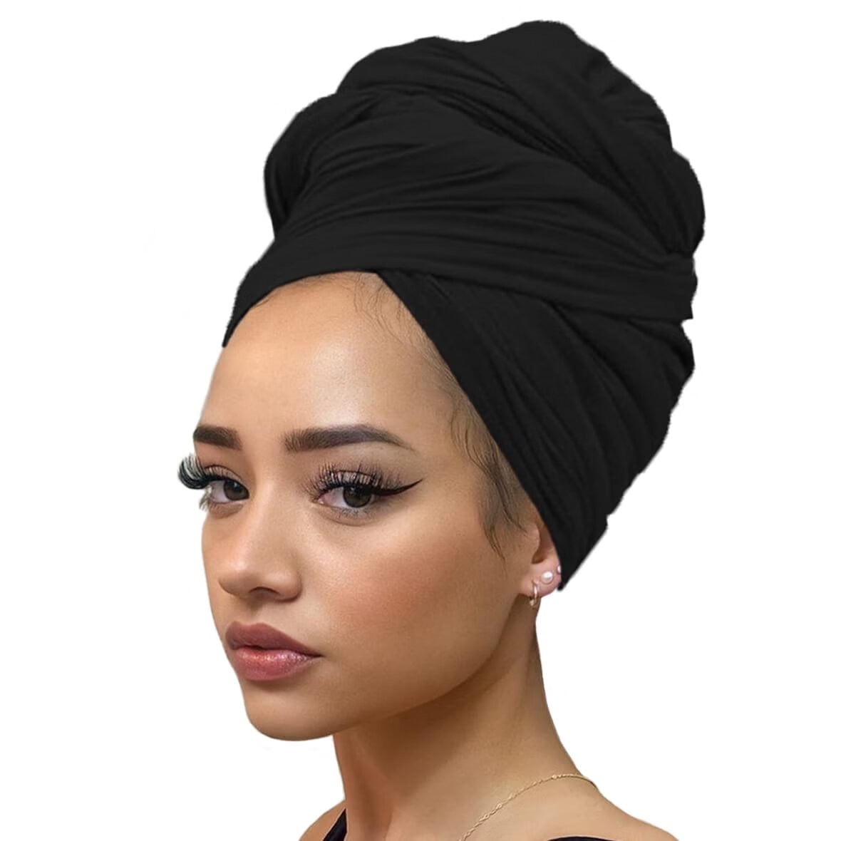 ZOUYUE Stretch Jersey Turban Head Wraps Long Solid Color African Shawl ...