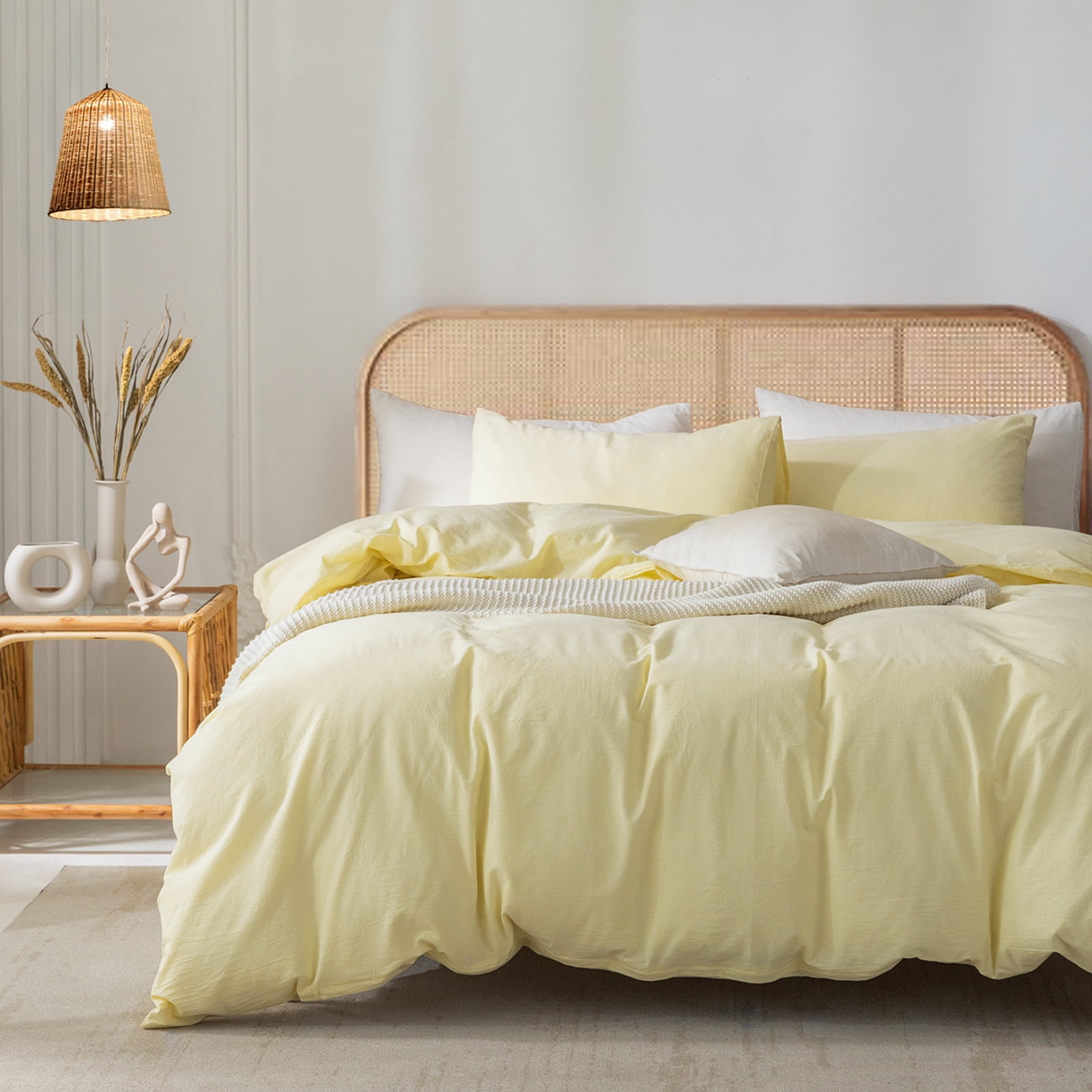 ZOVAN Full Size Duvet Cover Set - 100% Washed Cotton, Super Soft ...