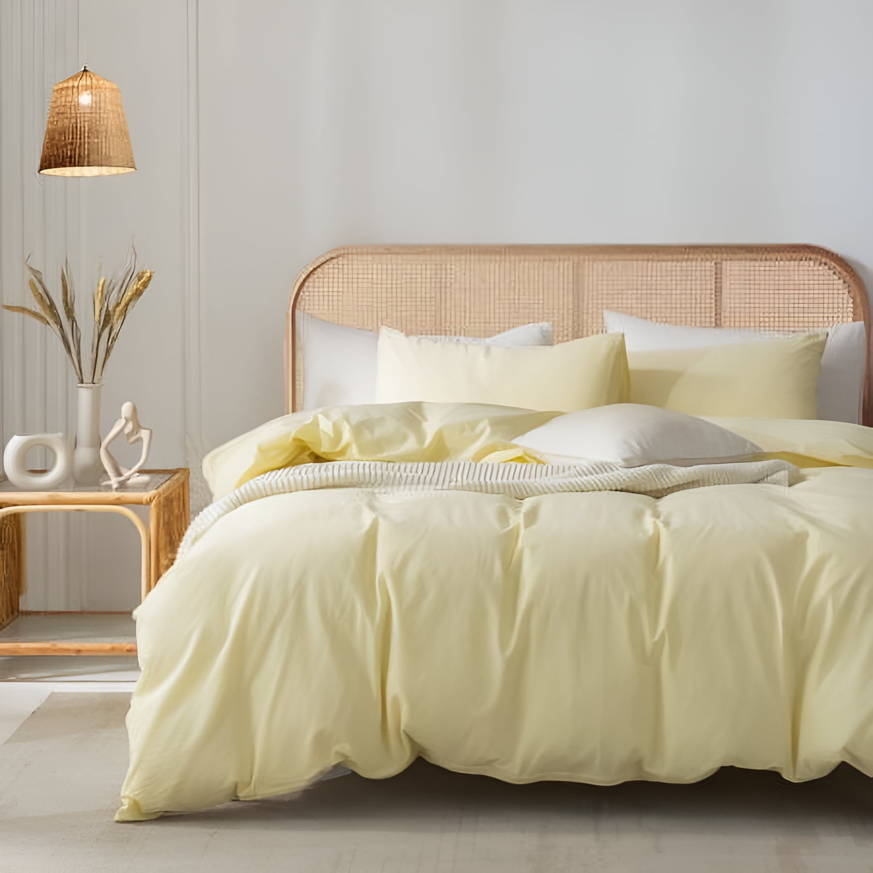 ZOVAN Duvet Cover Set 100% Washed Cotton Super Soft Breathable Durable ...