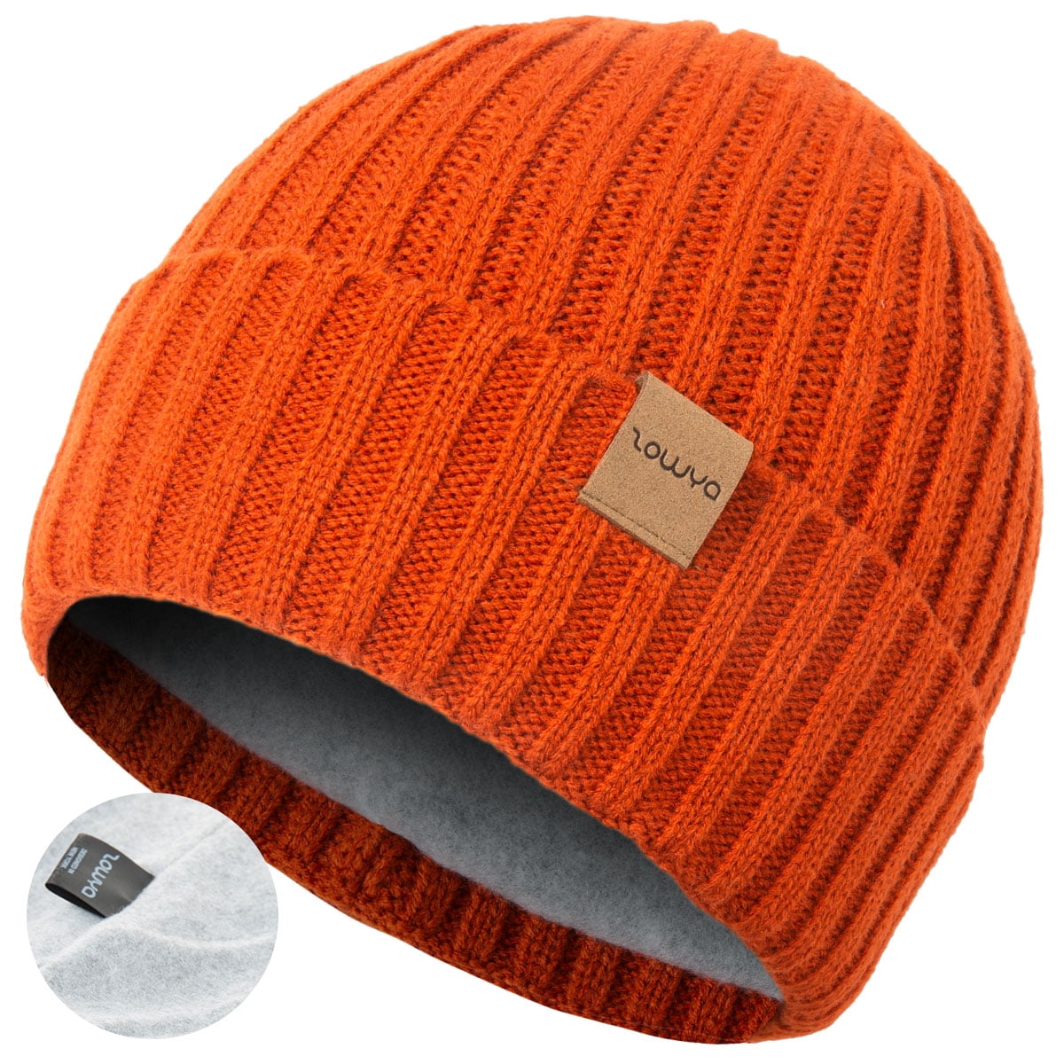 ZOWYA Winter Hat Thick Knit Beanie with Thermal Lining Snow Skull Cap ...
