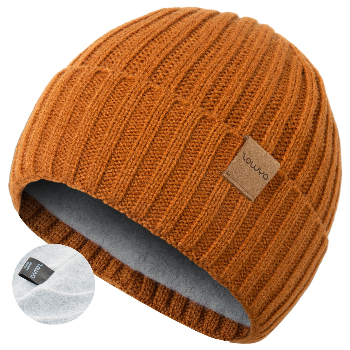 ZOWYA Winter Headwear: Thick Knit Beanie with Thermal Lining, Snow ...