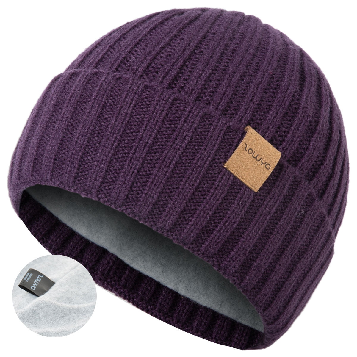 ZOWYA Winter Hat Thick Knit Beanie with Thermal Lining Snow Skull Cap ...