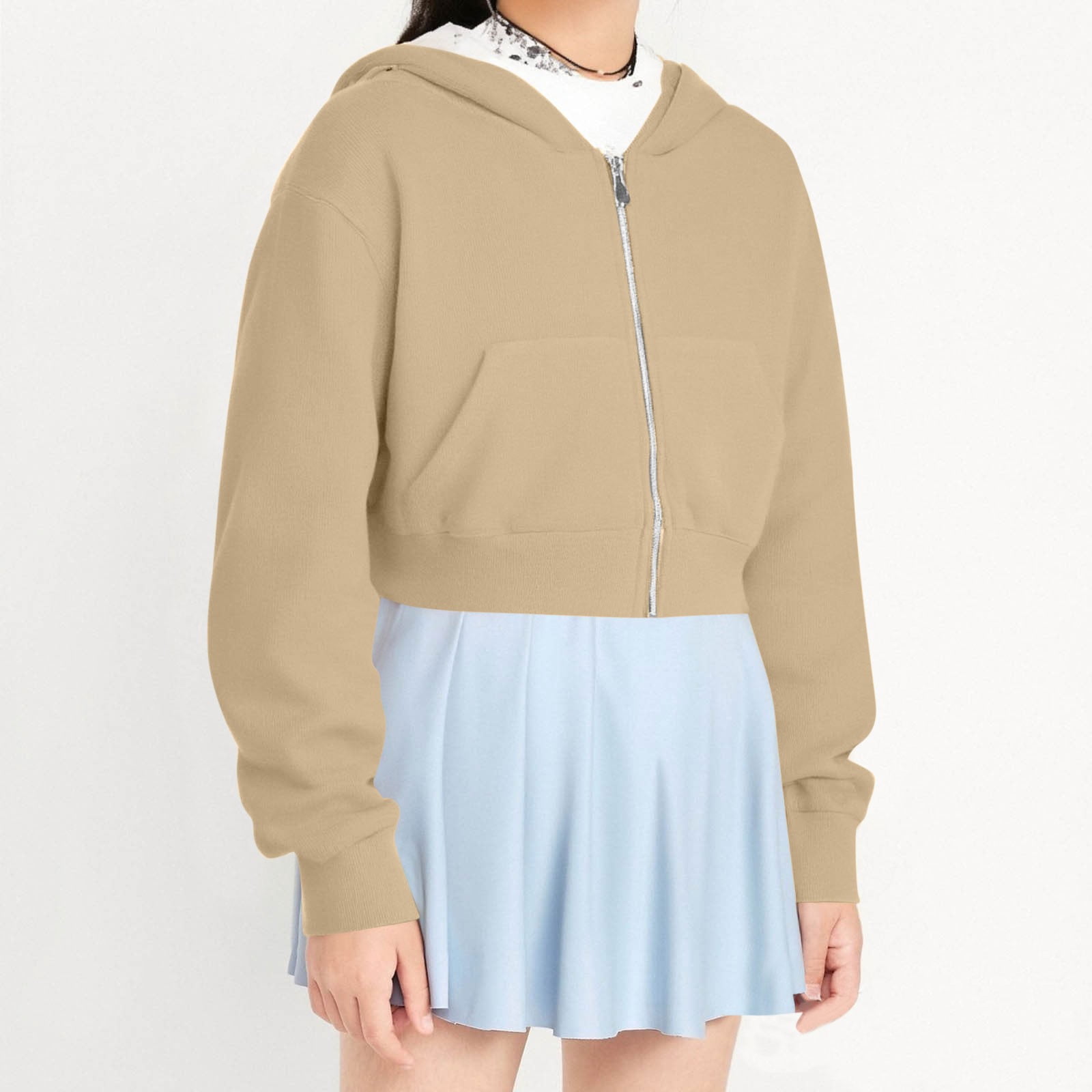 ZOYOEN Girls Cropped Hoodies- Zip Up Long Sleeve Casual Trendy Kids ...