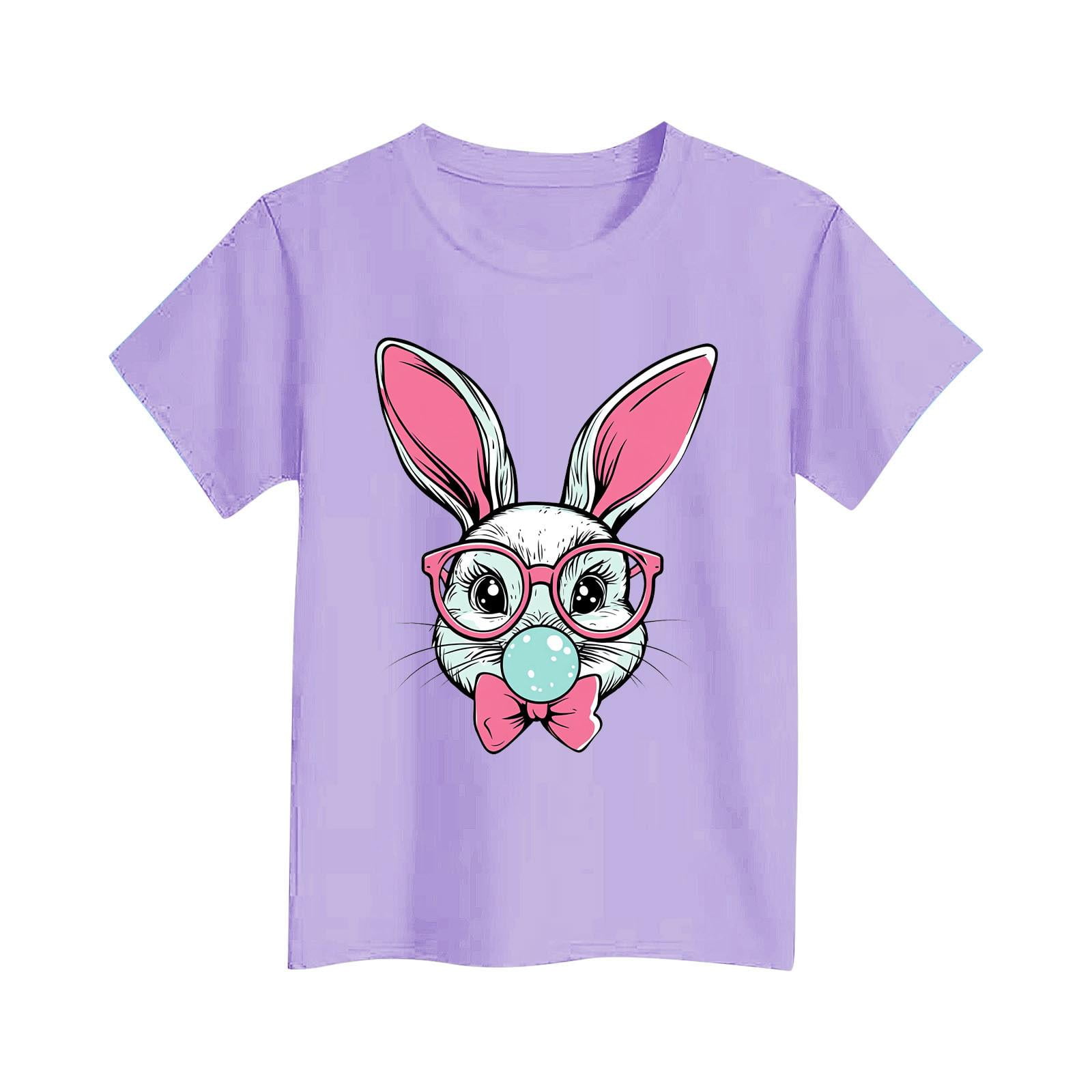 ZOYOEN Girls Easter T Shirts Rabbit Print- Short Sleeve Soft Cute ...