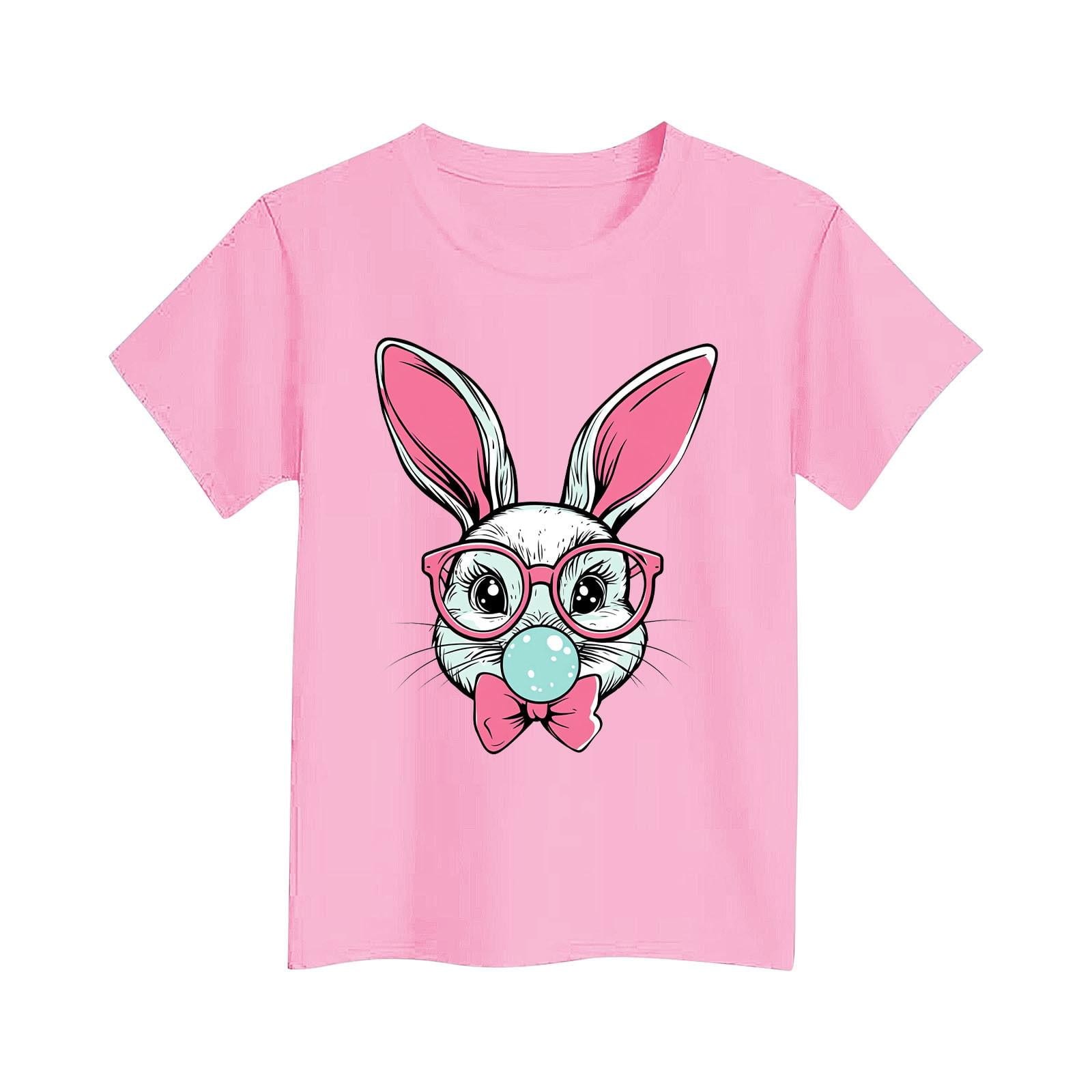ZOYOEN Girls Easter T Shirts Rabbit Print- Soft Cute Short Sleeve ...