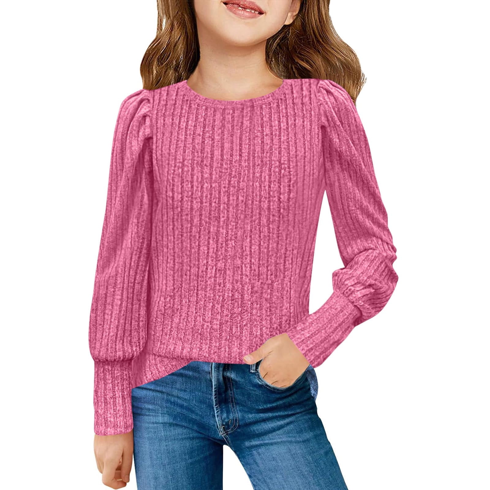 ZOYOEN Girls Trendy Shirts- Casual Crewneck Long Sleeve Soft Kids ...