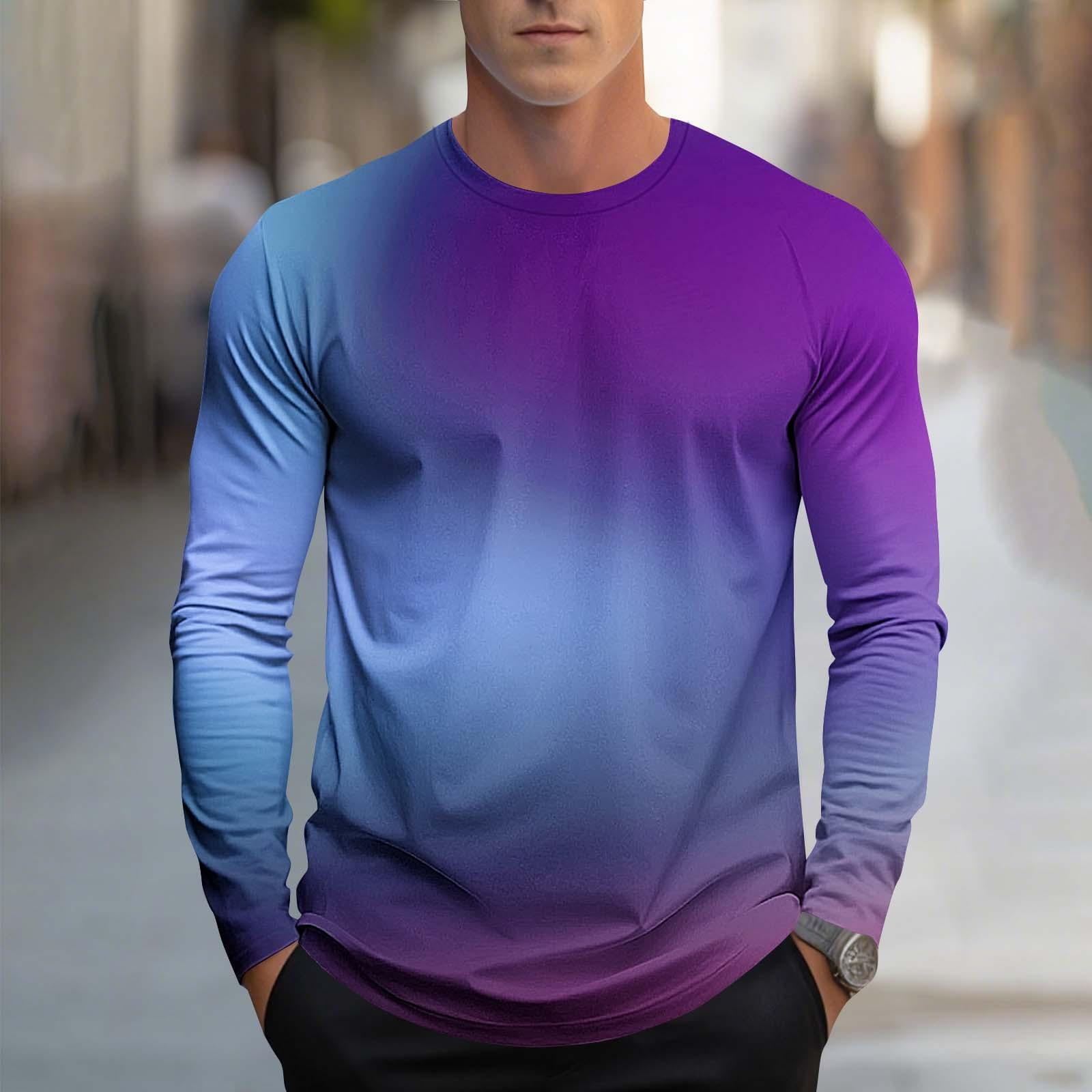 ZOYOEN Mens Gradient T-shirts- Fashion Crewneck Casual Long Sleeve ...