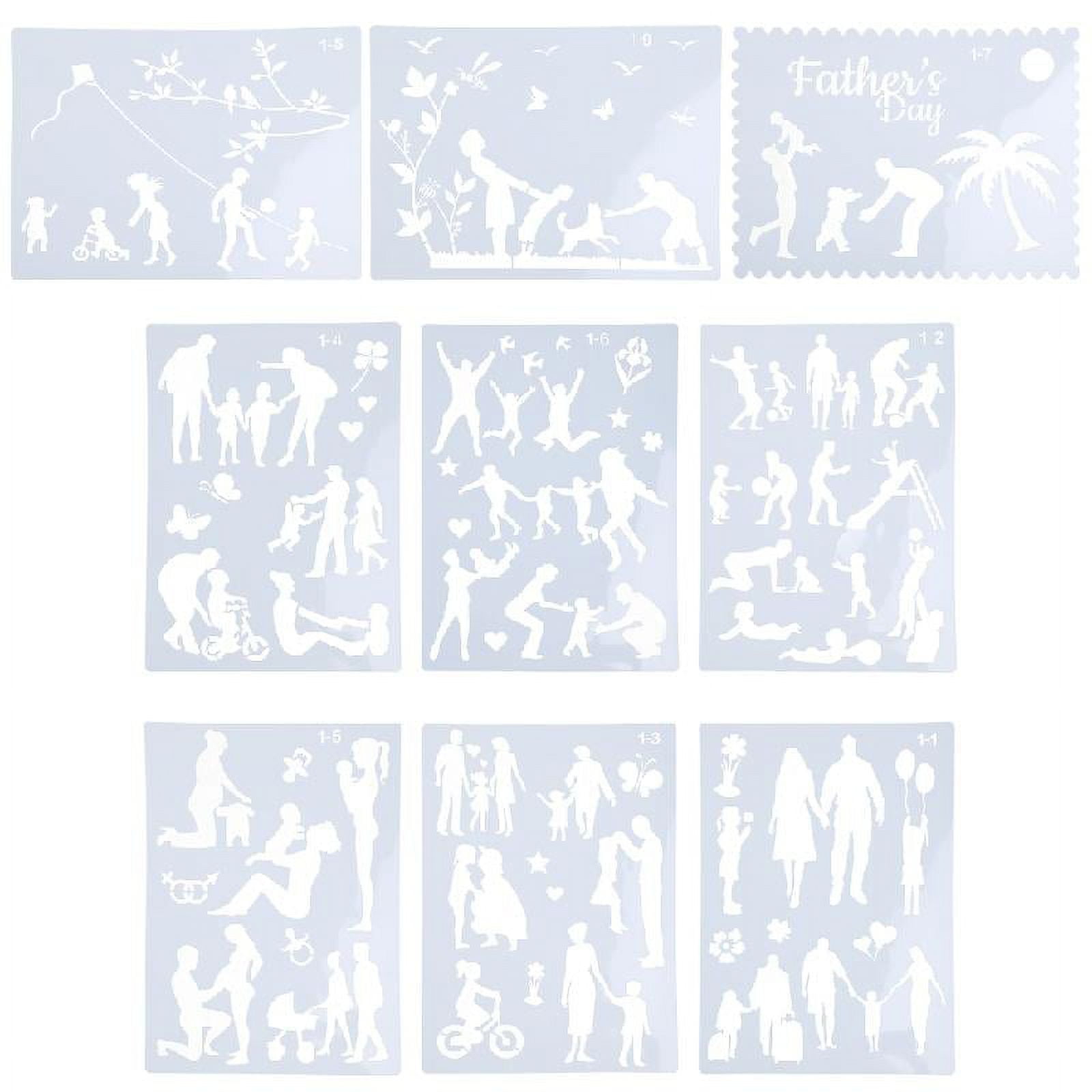 ZOYONE 9 Pack Silhouette Painting Stencils Reusable Parent-Child ...