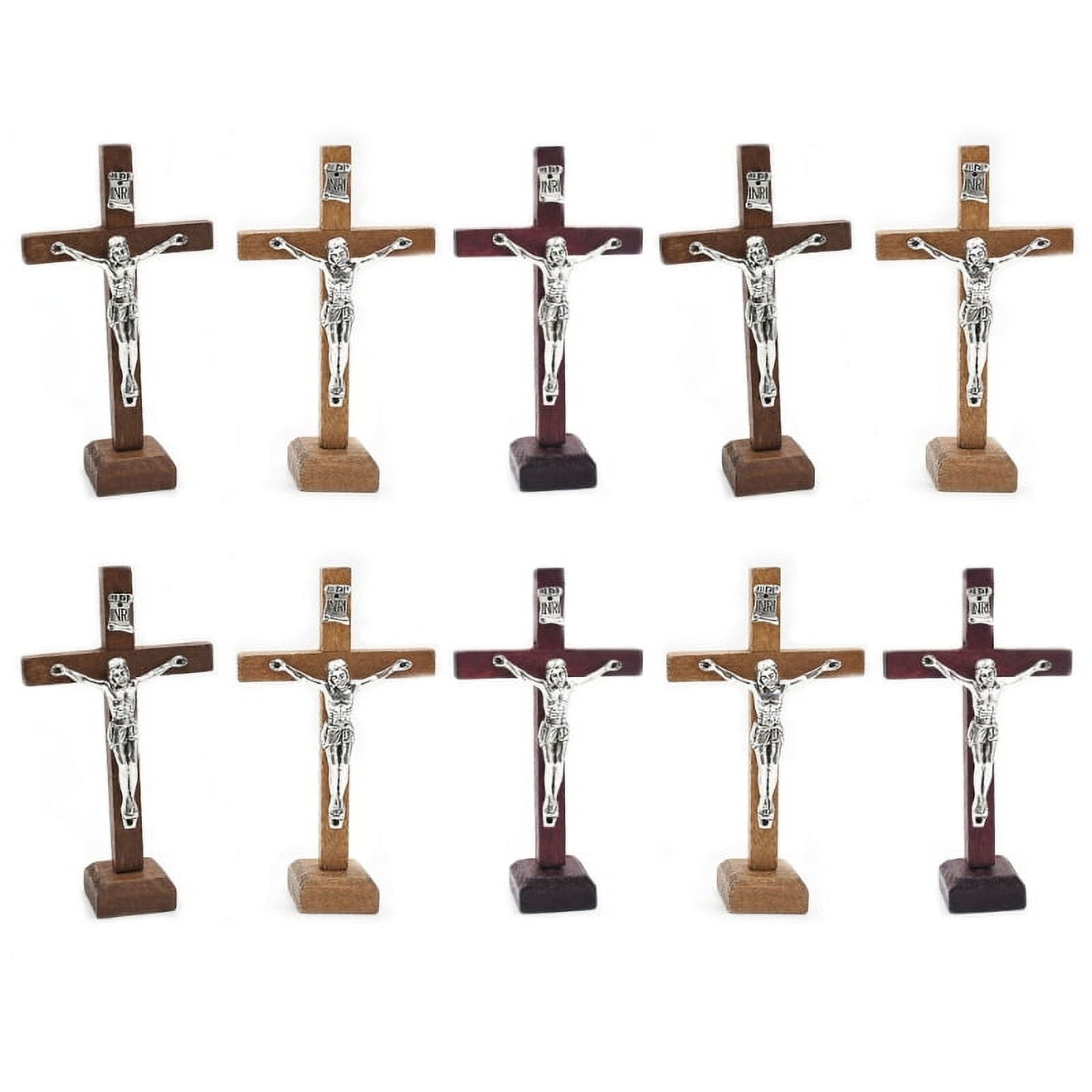 ZPAQI 10pcs Standing Crucifix Cross Decoration Small Wooden Tabletop ...