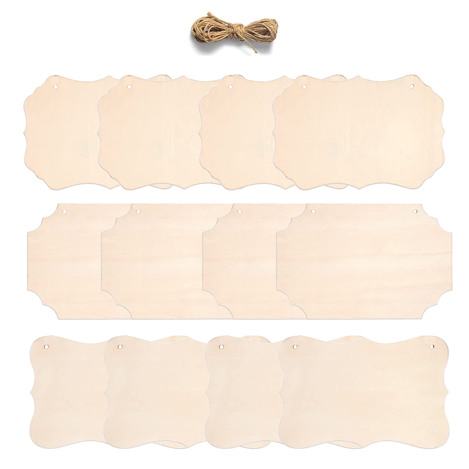 ZPAQI 12Pieces Unfinished Wood Plaques with Rope Unfinished Hanging ...
