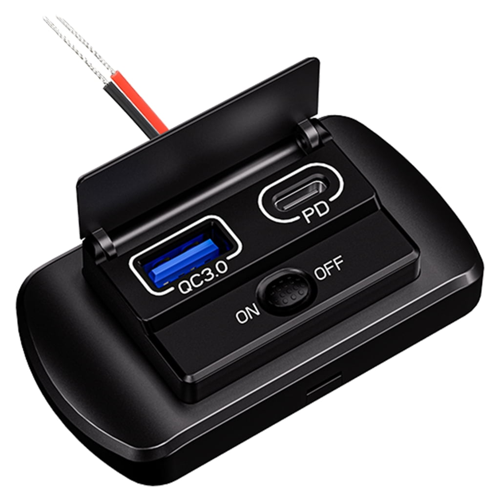 ZPAQI 12V USB Car Charger Panel Wall Mount Double USB/USB C Port Car ...