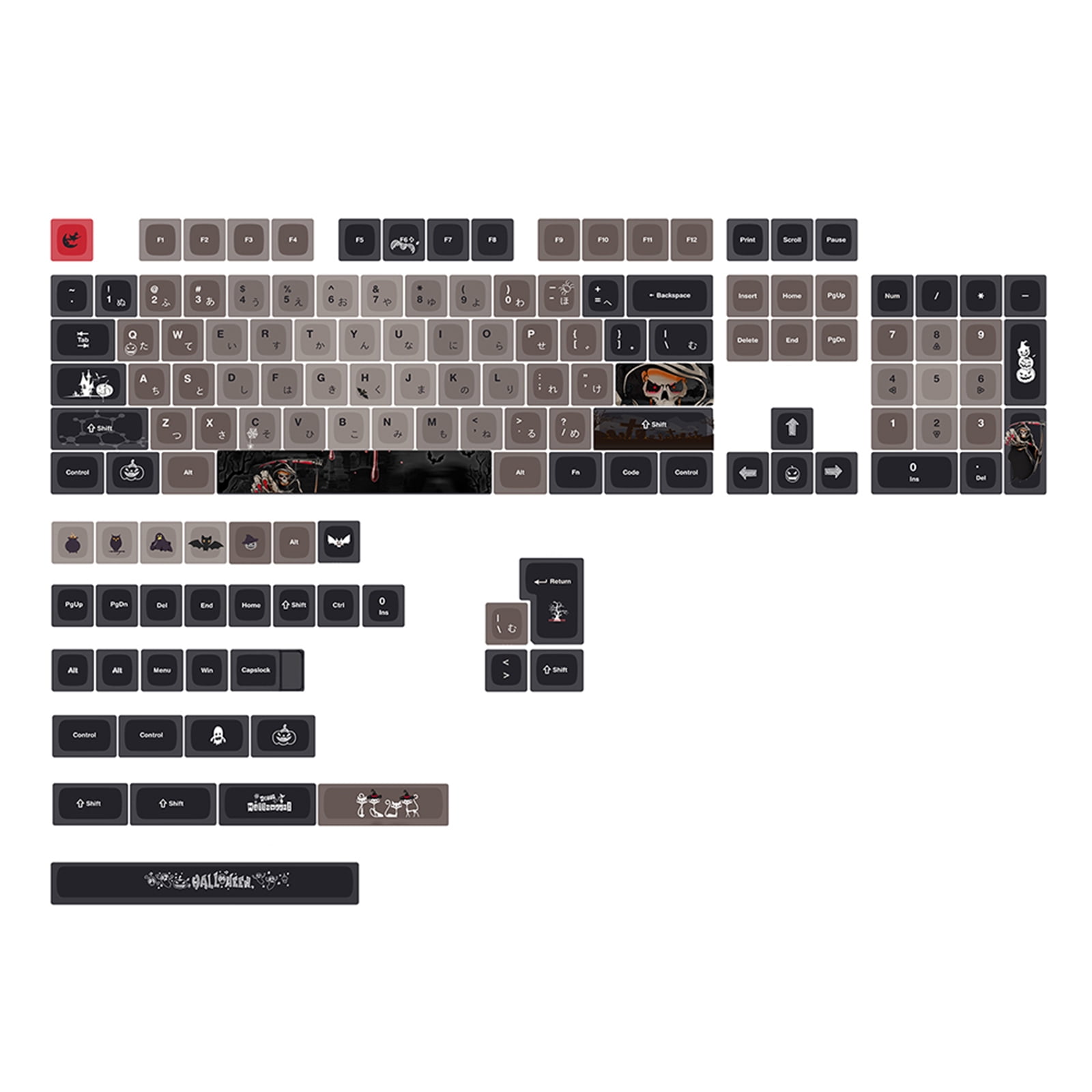 ZPAQI 137Keys Halloween Theme Keycap XDA Profile Dye-Sublimation PBT ...