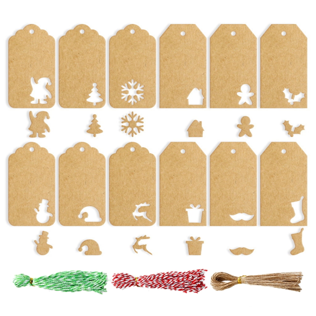ZPAQI 140Pcs Christmas Gift Tags Kraft Tags Hanging Paper Tags with ...