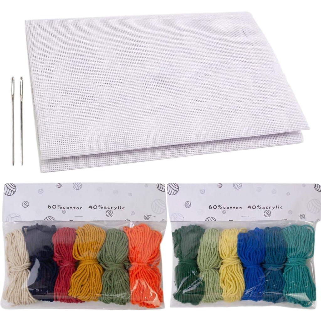 ZPAQI 14CT Needlepoint Set Canvas Sheets Practical Needle Point Canvas ...