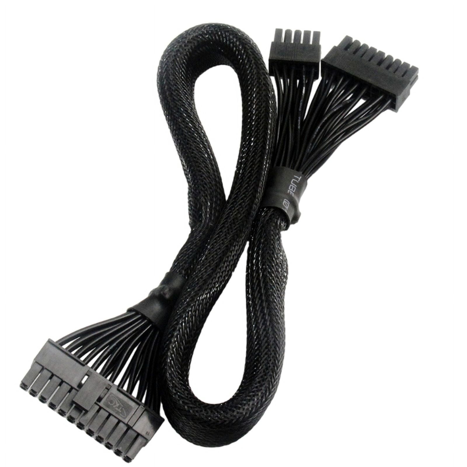 ZPAQI 24pin Modular Cable Black Meshed 18+10Pin to 24Pin Flat Line for ...