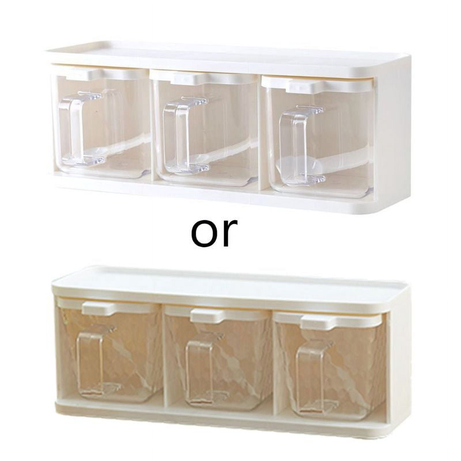 ZPAQI 3 Grids Clear Seasoning Boxes Empty Spice Jars with Cover ...