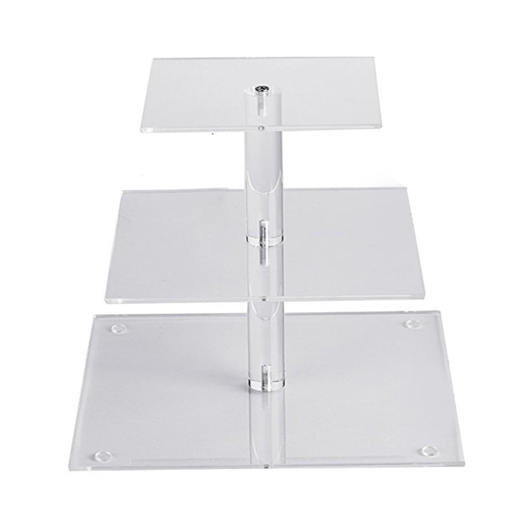 ZPAQI 3 Tiered Square Cake Stand Clear Holder Suitable for Weddings ...