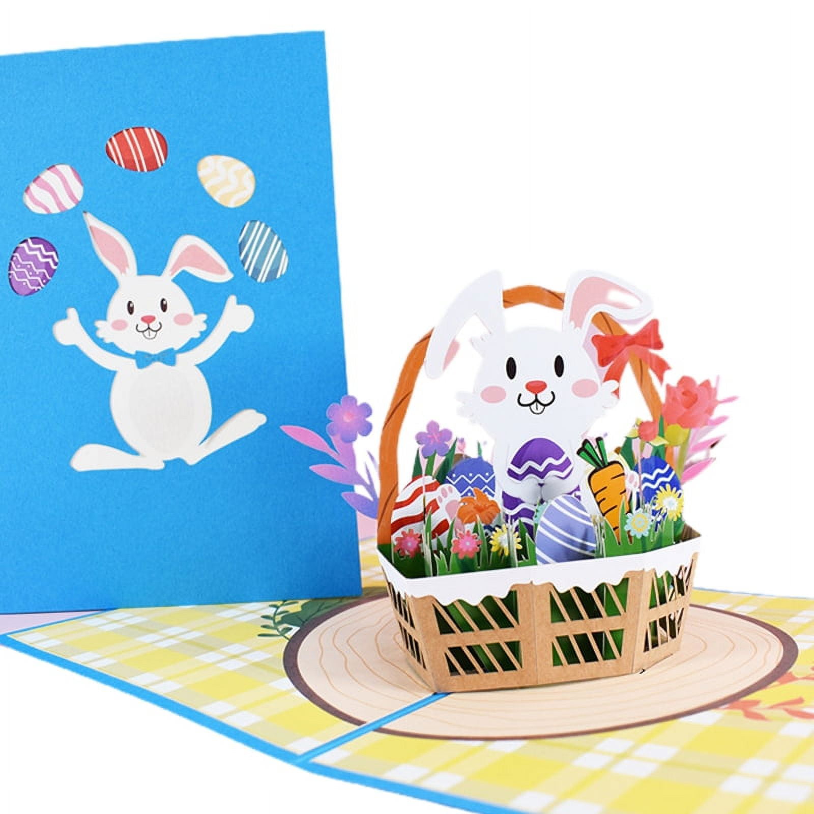 ZPAQI 3D for Pop Up Cards Happy Easter Greeting Cards Bunny Flower ...