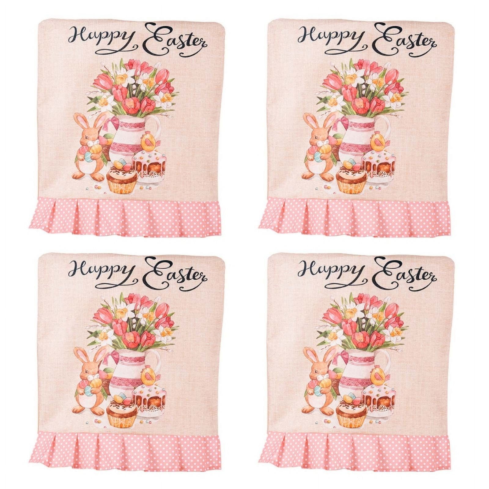 ZPAQI 4Pcs Easter Chair Back Covers Dining Chair Slipcovers for Easter ...