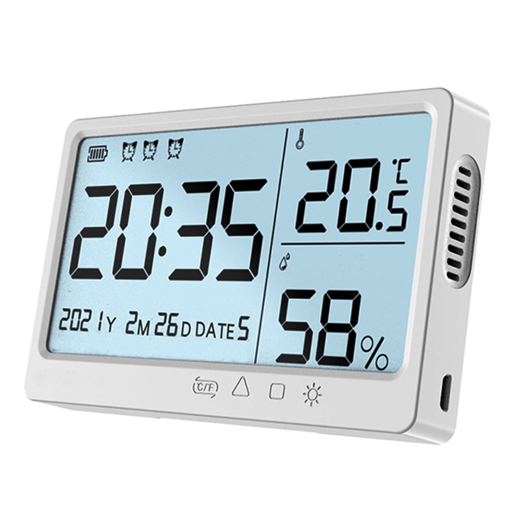 ZPAQI 5 in 1 Digital Clock Alarm Indoor Thermometer Hygrometer ℃/℉ LCD ...