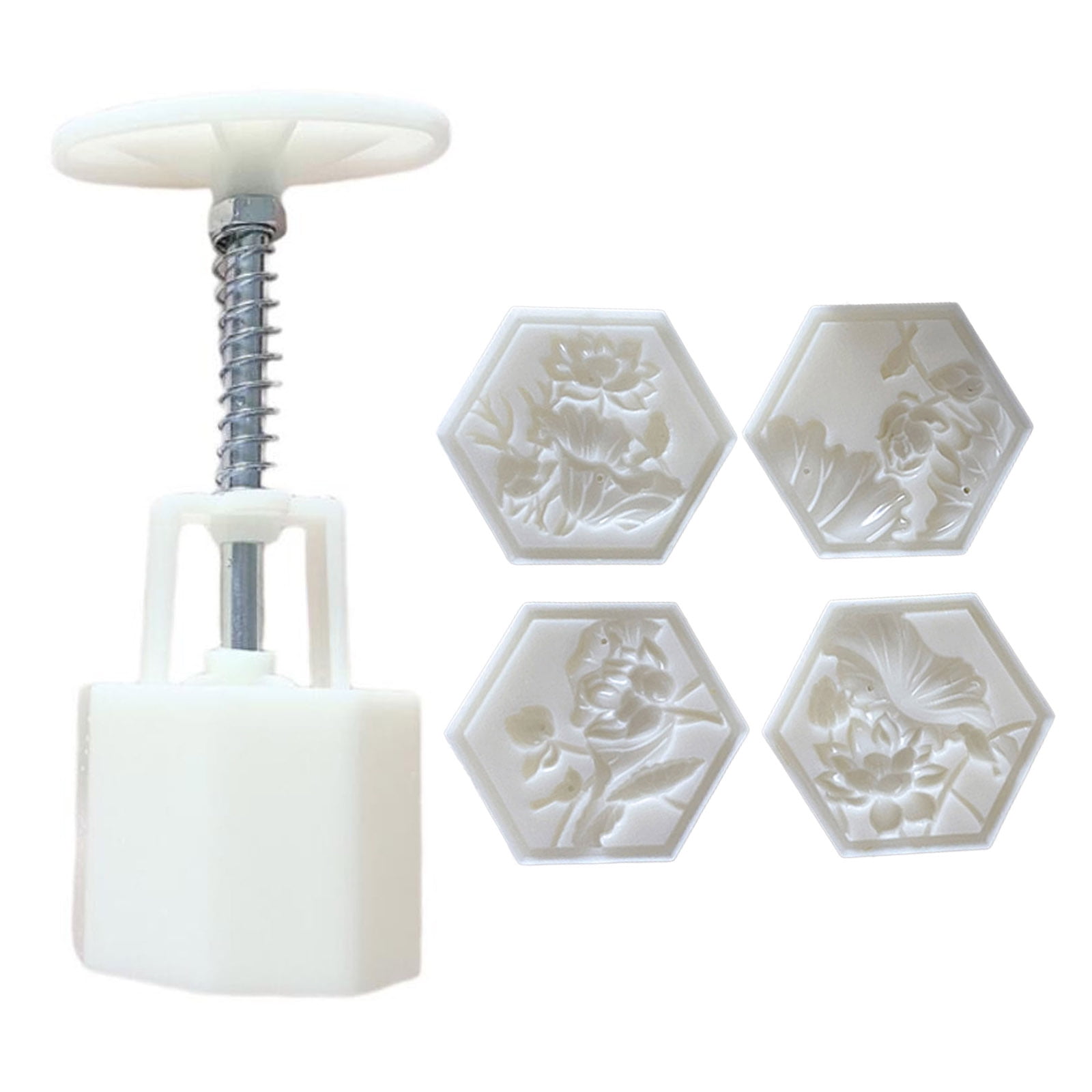 ZPAQI 50g Mooncake Mold with 4 Different Patterns Lotus Shape Mid ...