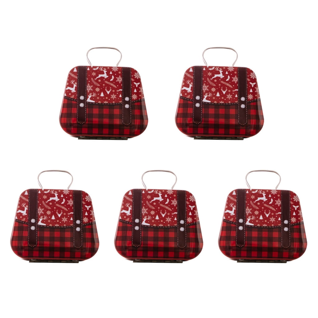 ZPAQI 5Pcs Christmas Iron Treat Containers with Carry Handle Handheld ...