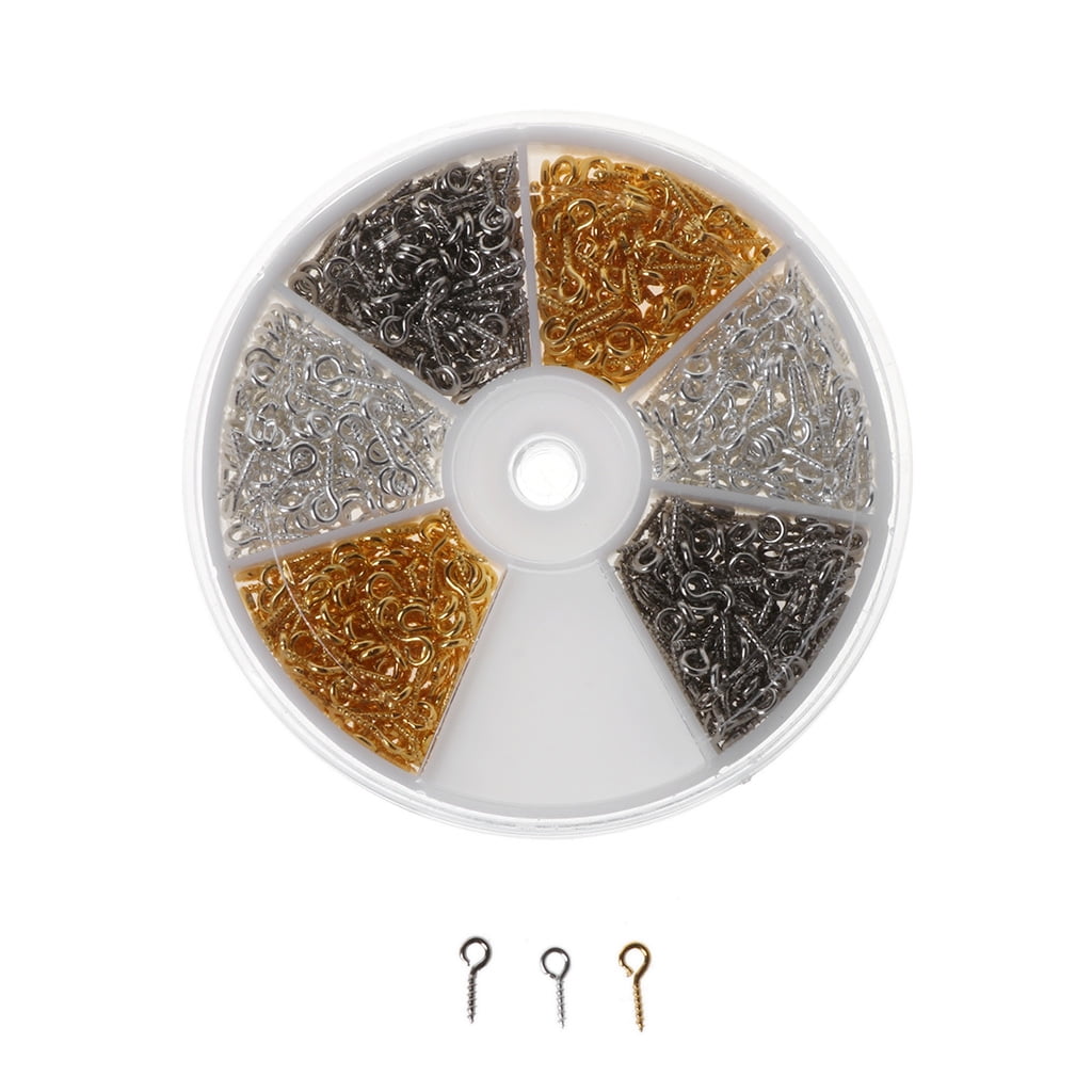 ZPAQI 600 PCS Extra Small Eye Hooks Screw 4x10mm in a Plastic Box Eye ...