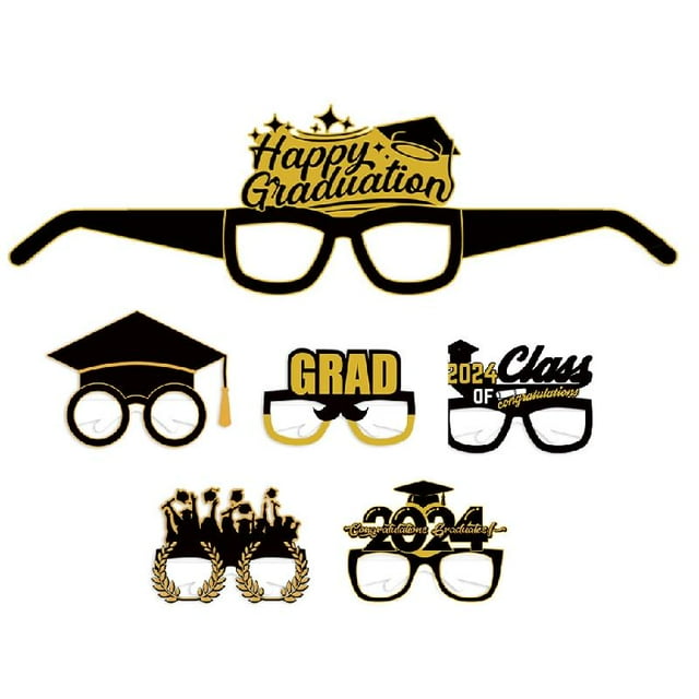 ZPAQI 6Pcs Graduation Eyeglasses 2024,Graduation Photo Booth Props ...
