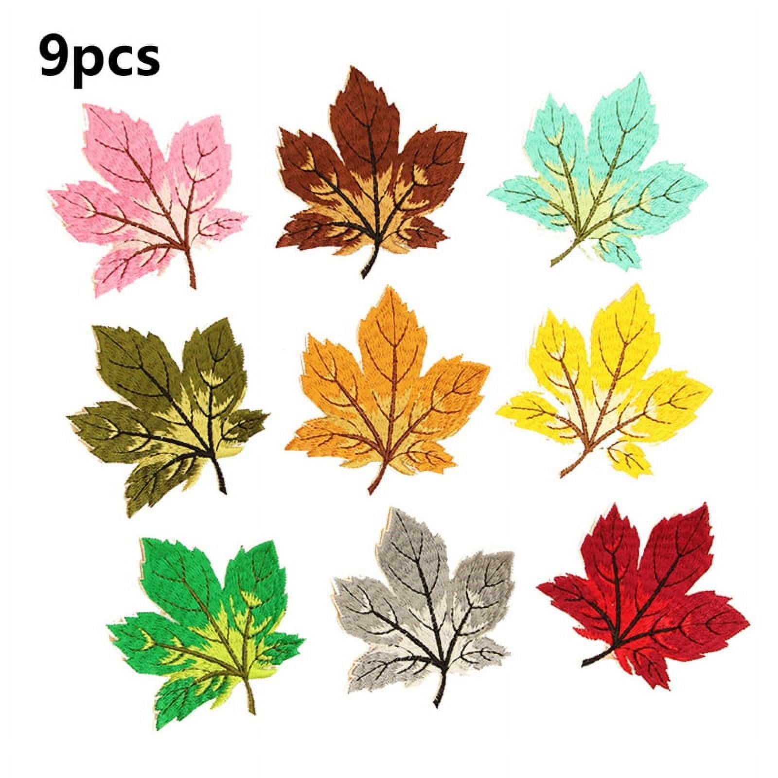 ZPAQI 9 Piece Multicolor Maple Leaf Sew/Iron On Appliques Embroidery ...