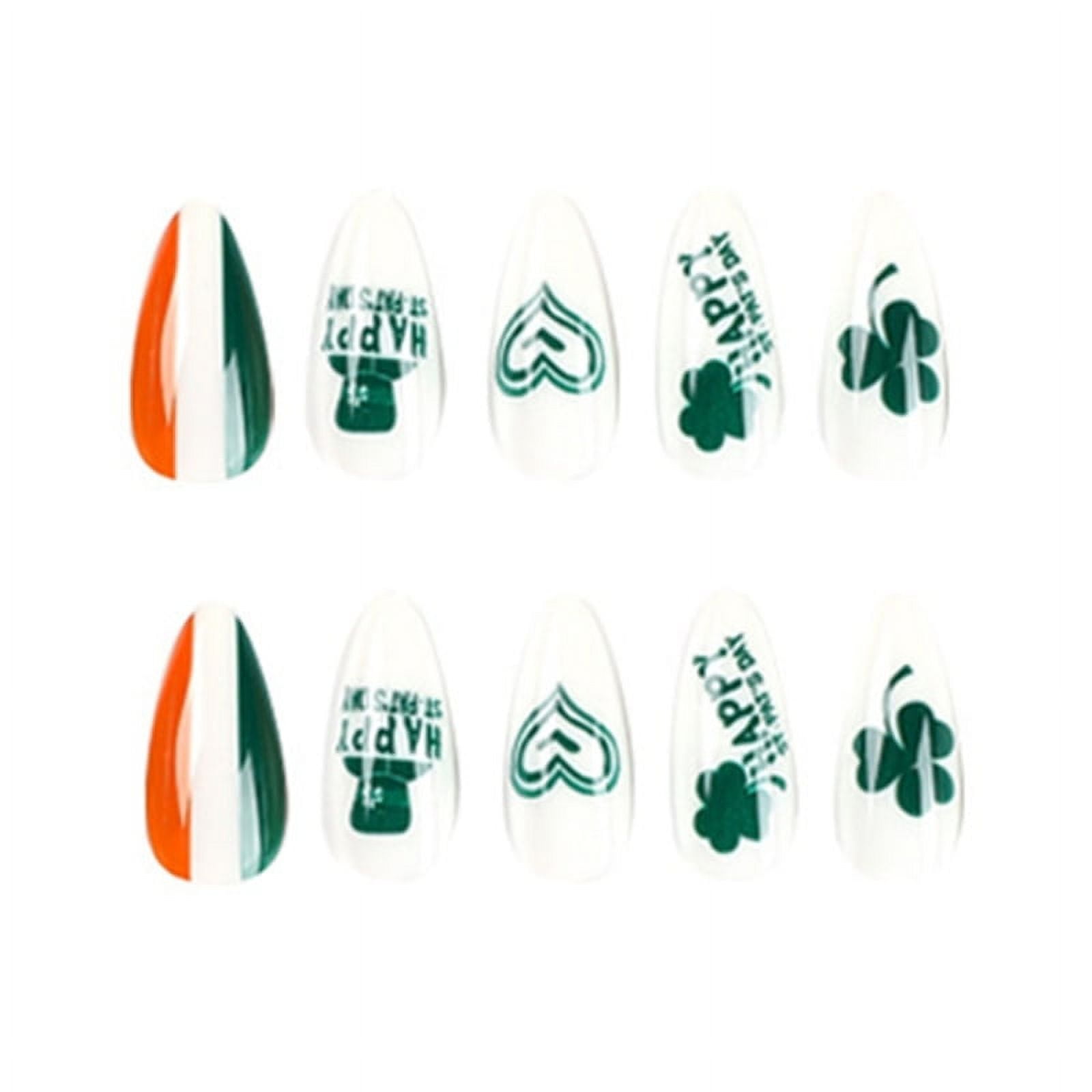 ZPAQI Almond Press on Nails with Designs,Patrick's-Day Acrylic Nails ...
