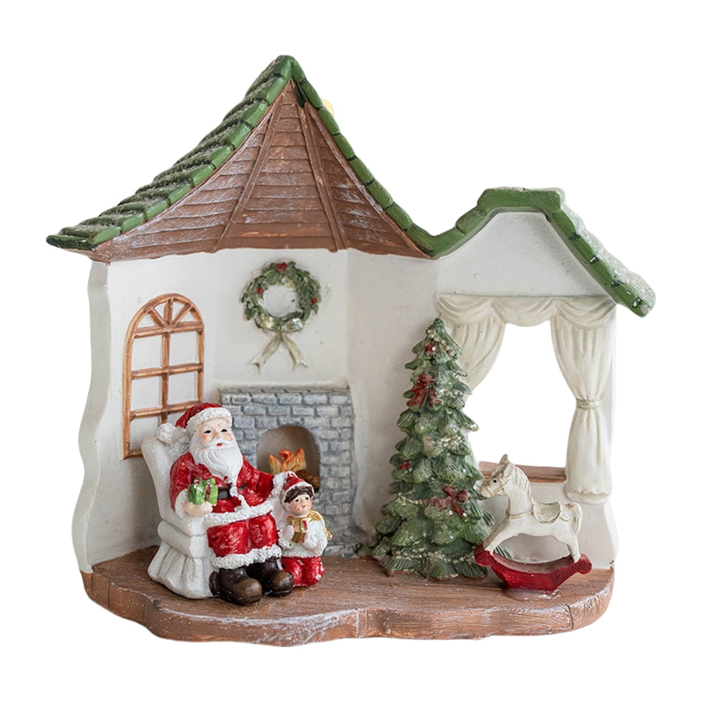 ZPAQI Artisanal Painted Resin Christmas Tree/House Figure Seasonal ...