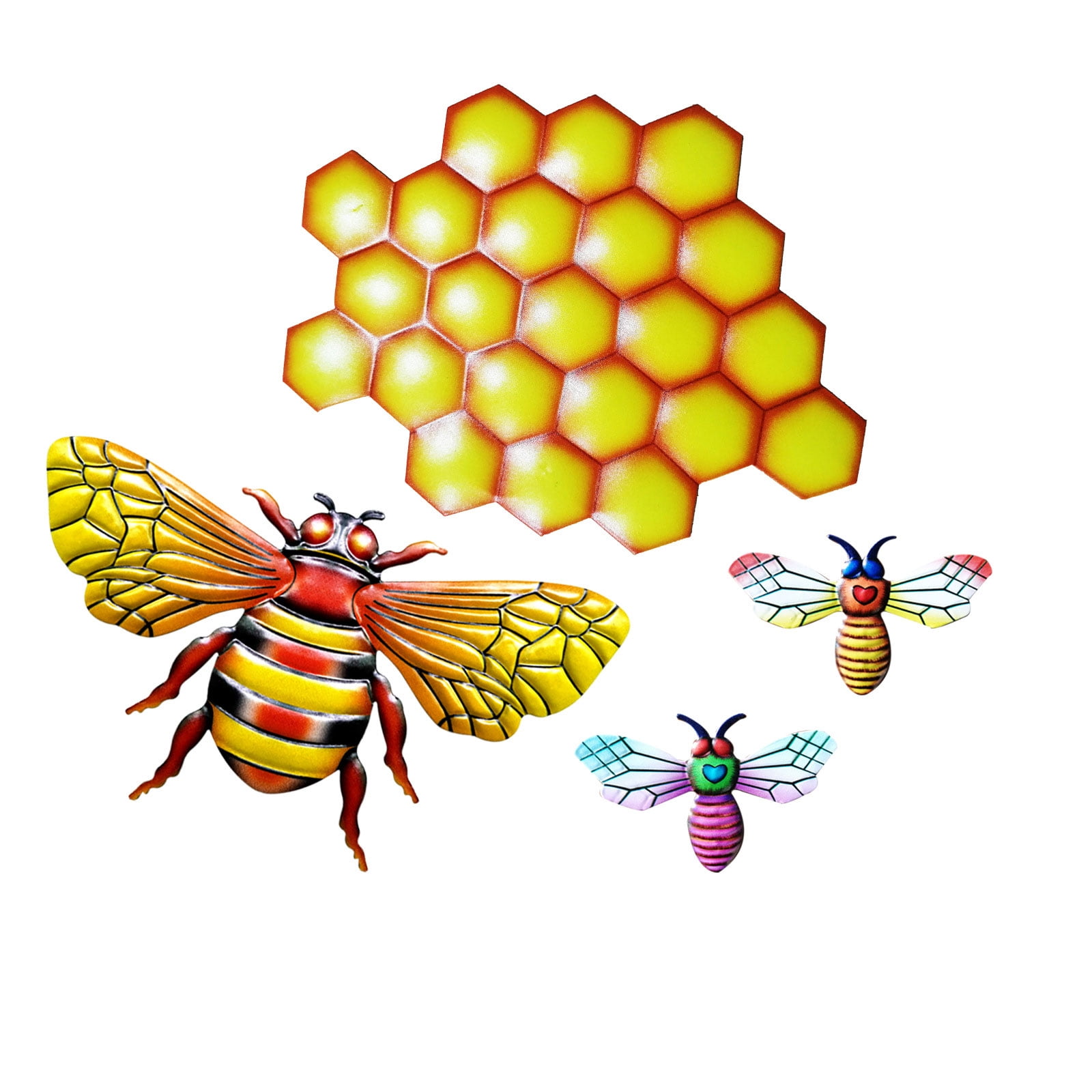 ZPAQI Bee Honeycomb Bees Combination Ornament Set of 4 Wrought Iron ...