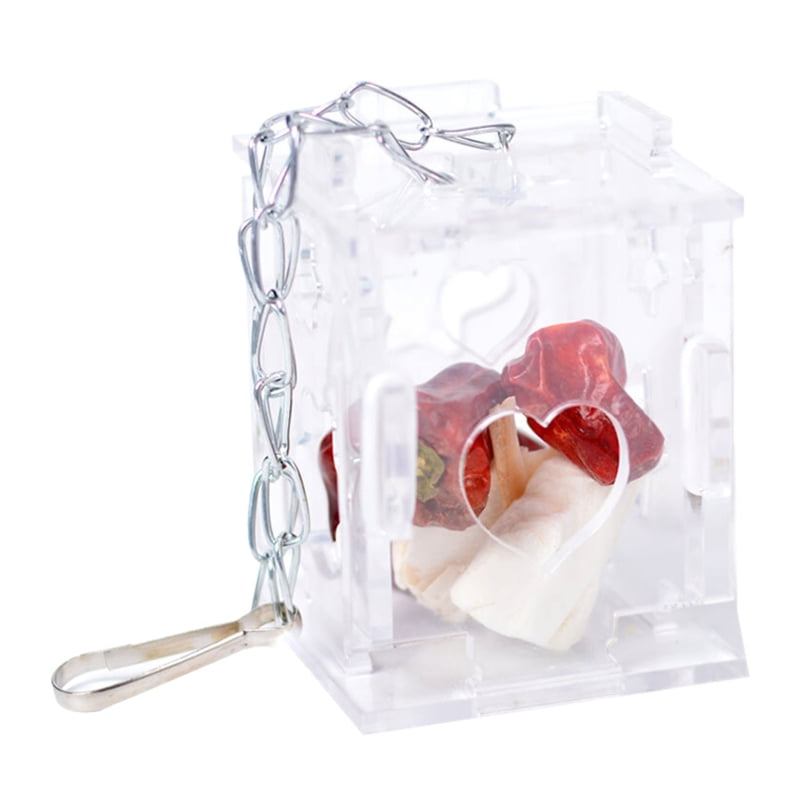 ZPAQI Bird Hanging Foraging Toy Seed Food Feeder Clear Acrylic Box ...