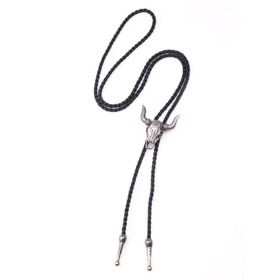 ZPAQI Boho Leather Woven Chain Necklace Vintage Bull Head Buckle Choker ...