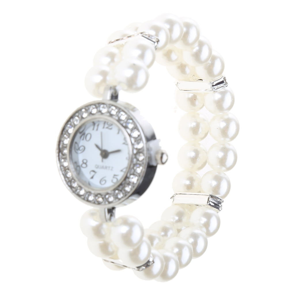 ZPAQI Casual Wristwatches Pearl Beaded Bracelet Watches Strap Quartz ...