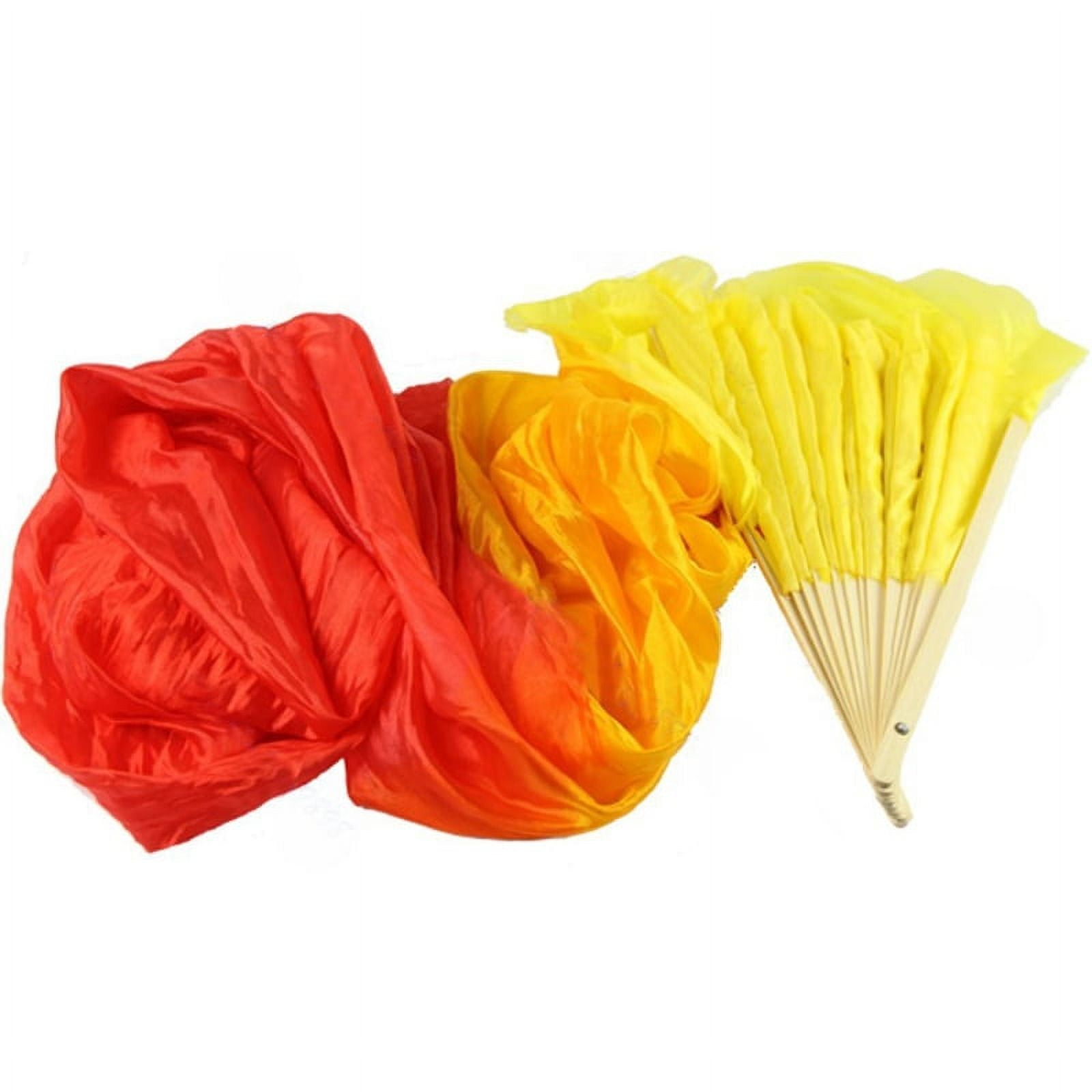 ZPAQI Colorful Belly Dance Bamboo Long Cloth Fans Veils 4 Colors Hand ...