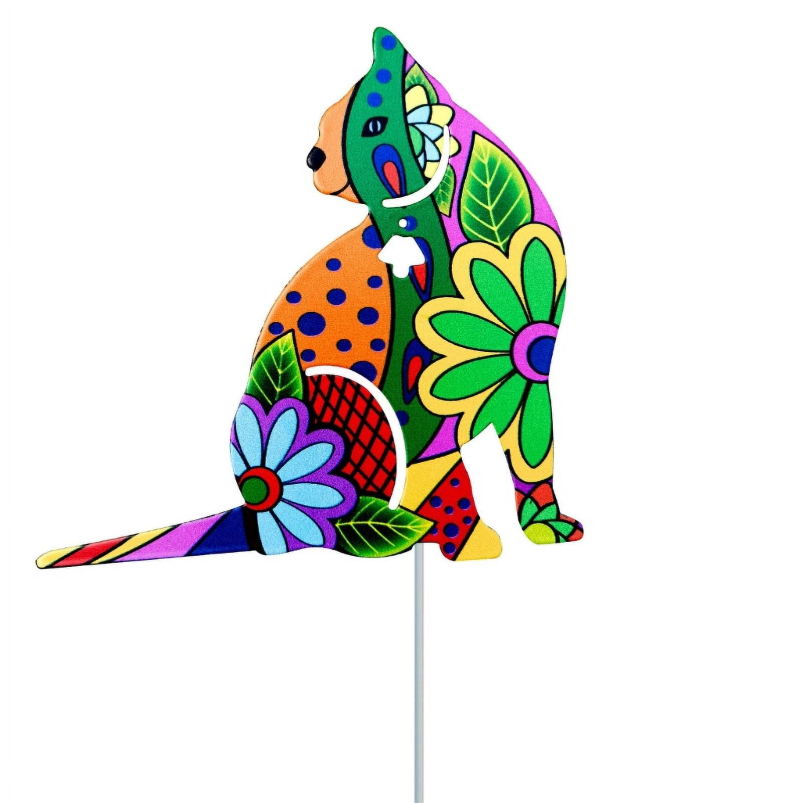 ZPAQI Colorful Cat Yard Sign with Stake Insert Garden Decorations ...