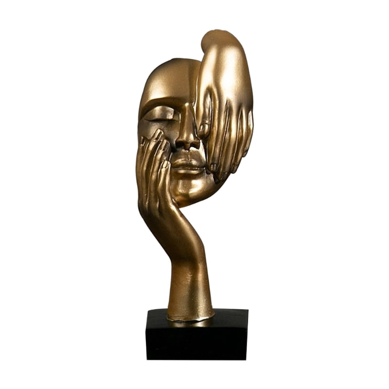 ZPAQI Contemporary White and Gold Woman Face Statue Sculpture for Home ...